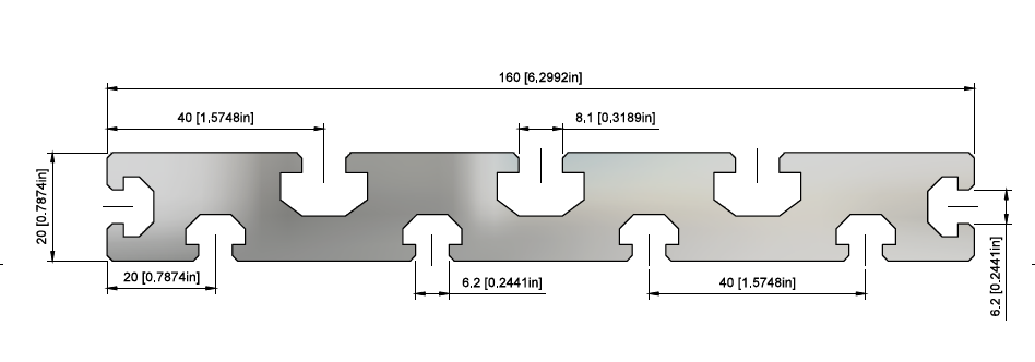 T-Slot Table Top 160x20mm, 1500mm Length – RoverCNC Online Store